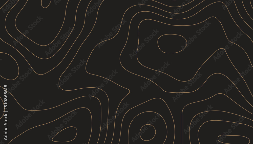 Abstract wave background. Topographic pattern background. Brown curve ...