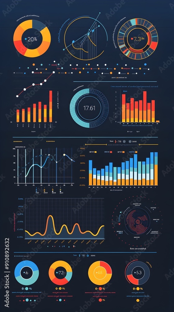 Digital Data Analytics Infographic Dashboard with Visualizations Stock Illustration | Adobe Stock