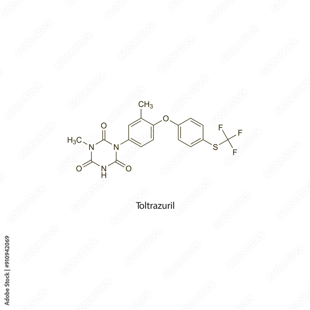 Toltrazuril flat skeletal molecular structure Antiprotozoal drug used in coccidiosis treatment ...
