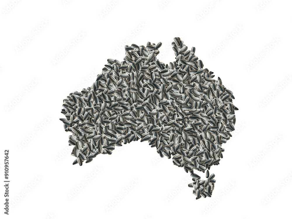 Map of Australia made with sunflower seeds. National production, demand ...