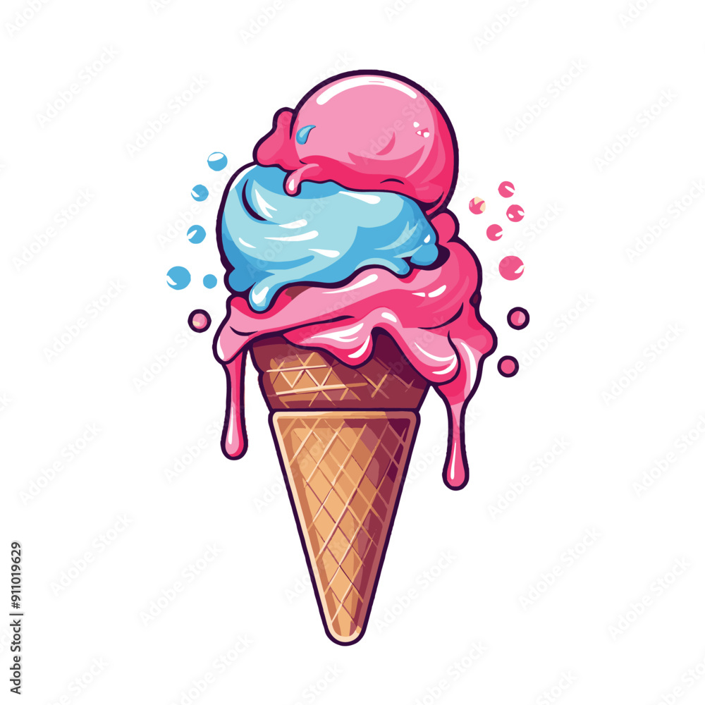 Cute Hand drawn doodle melting Icecream popsicle clipart Vector ...