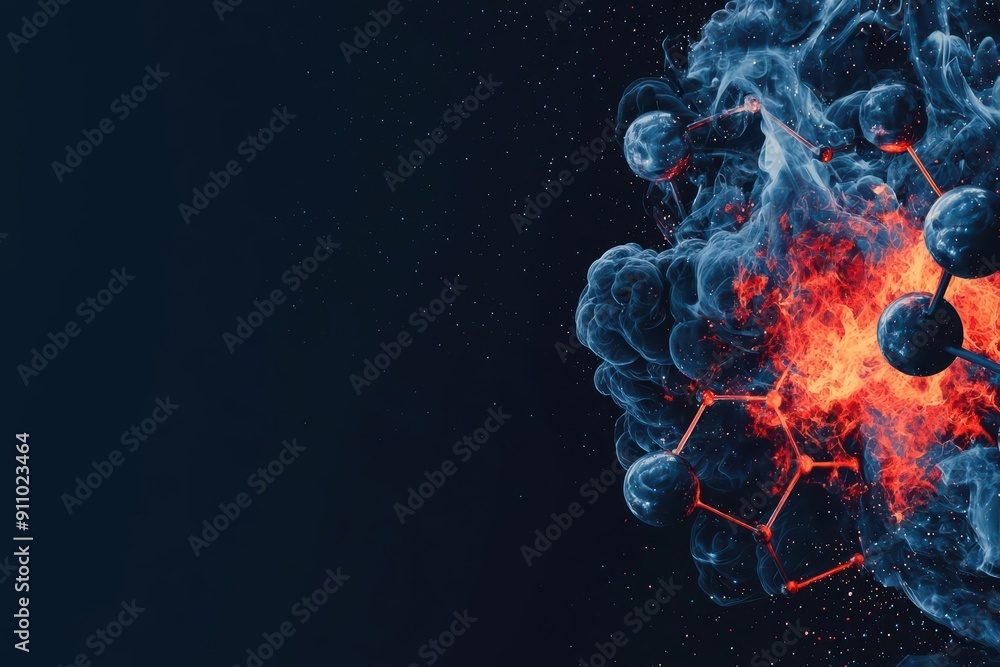 Minimal poster template featuring a dynamic science theme with atom ...