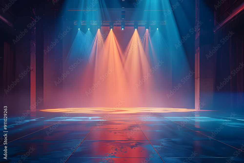 Theater stage light background with spotlight illuminated stage for ...