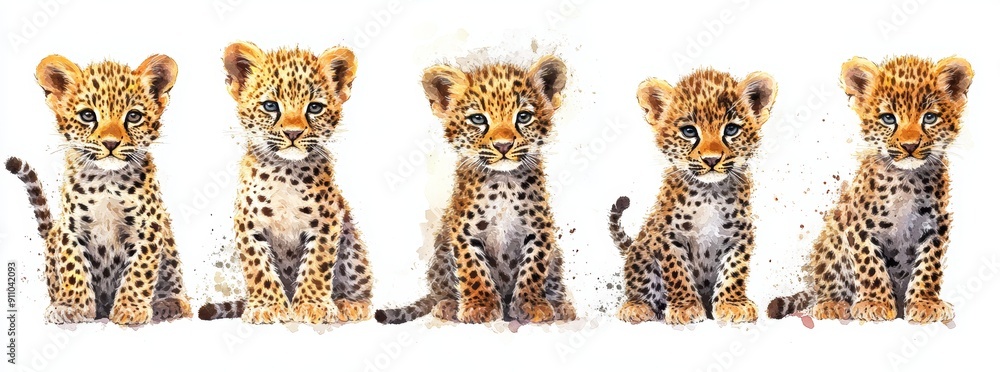 Animal clipart illustration collection featuring standing leopards ...
