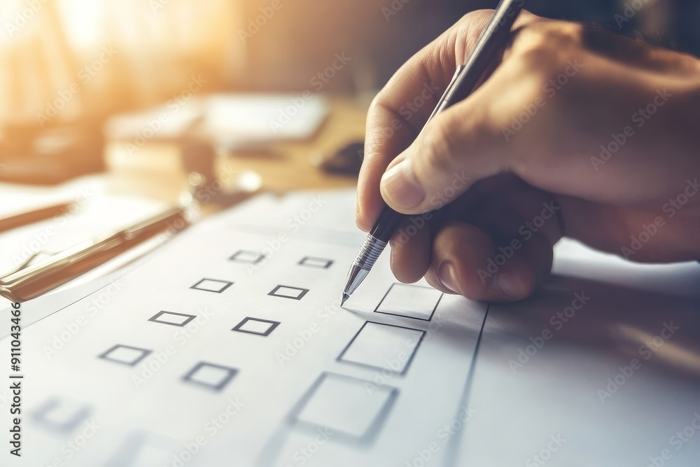 Hand marking off tasks on a digital checklist, symbolizing effective ...