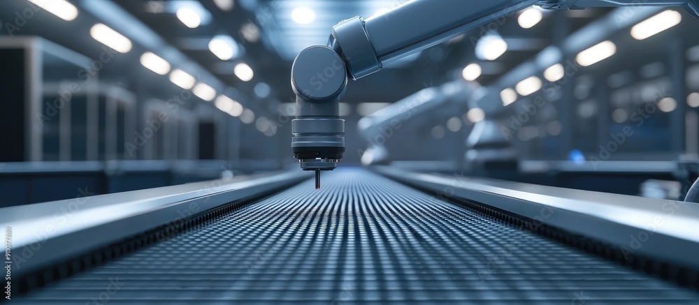 3D Render Advanced Robotic Arm on Conveyor Line for Electronic ...