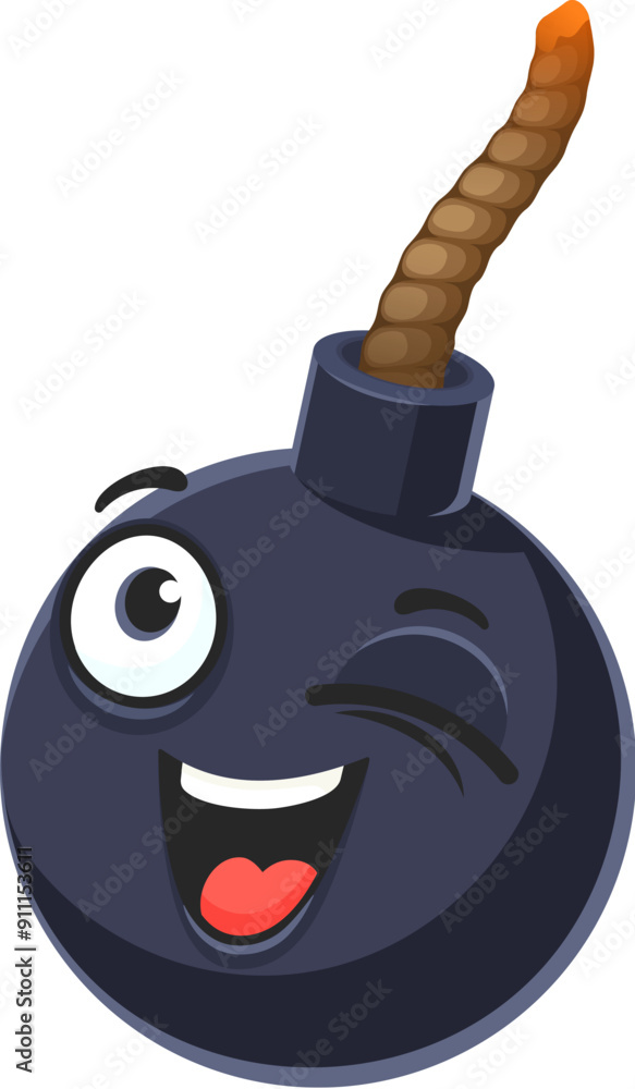 Cartoon bomb character. Isolated vector cheeky bomb smile. Explosive ...