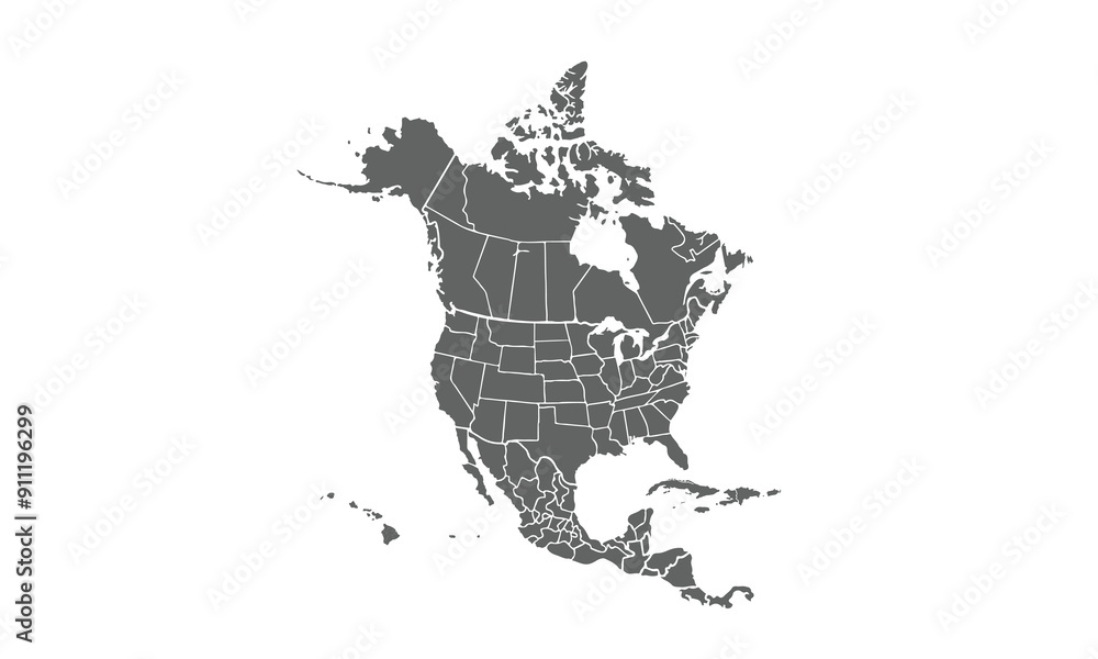 North America map isolated on white background. for website layouts ...