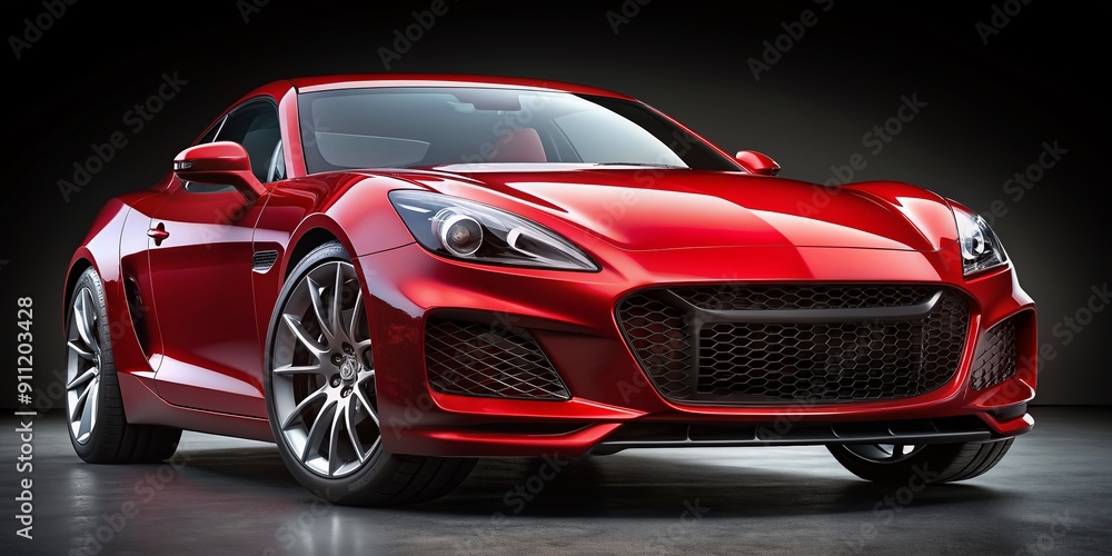 Sleek, scarlet, luxury vehicle showcasing sporty design, parked on a ...