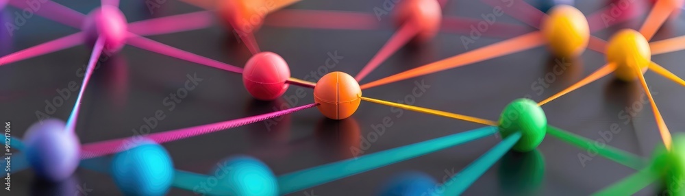 Colorful network topology map, nodes and connections, digital ...