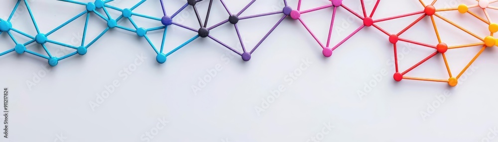 Colorful network topology map, nodes and connections, digital ...