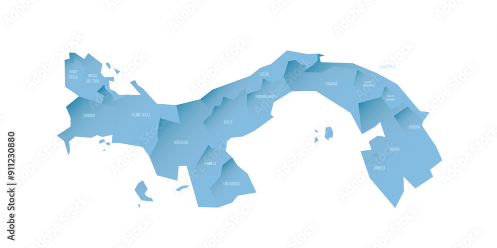 Panama political map of administrative divisions - provinces. Shaded ...