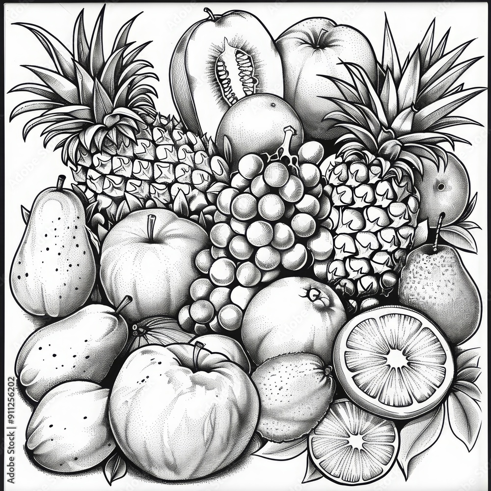 fruit coloring page , printable fruit coloring page , free printable ...