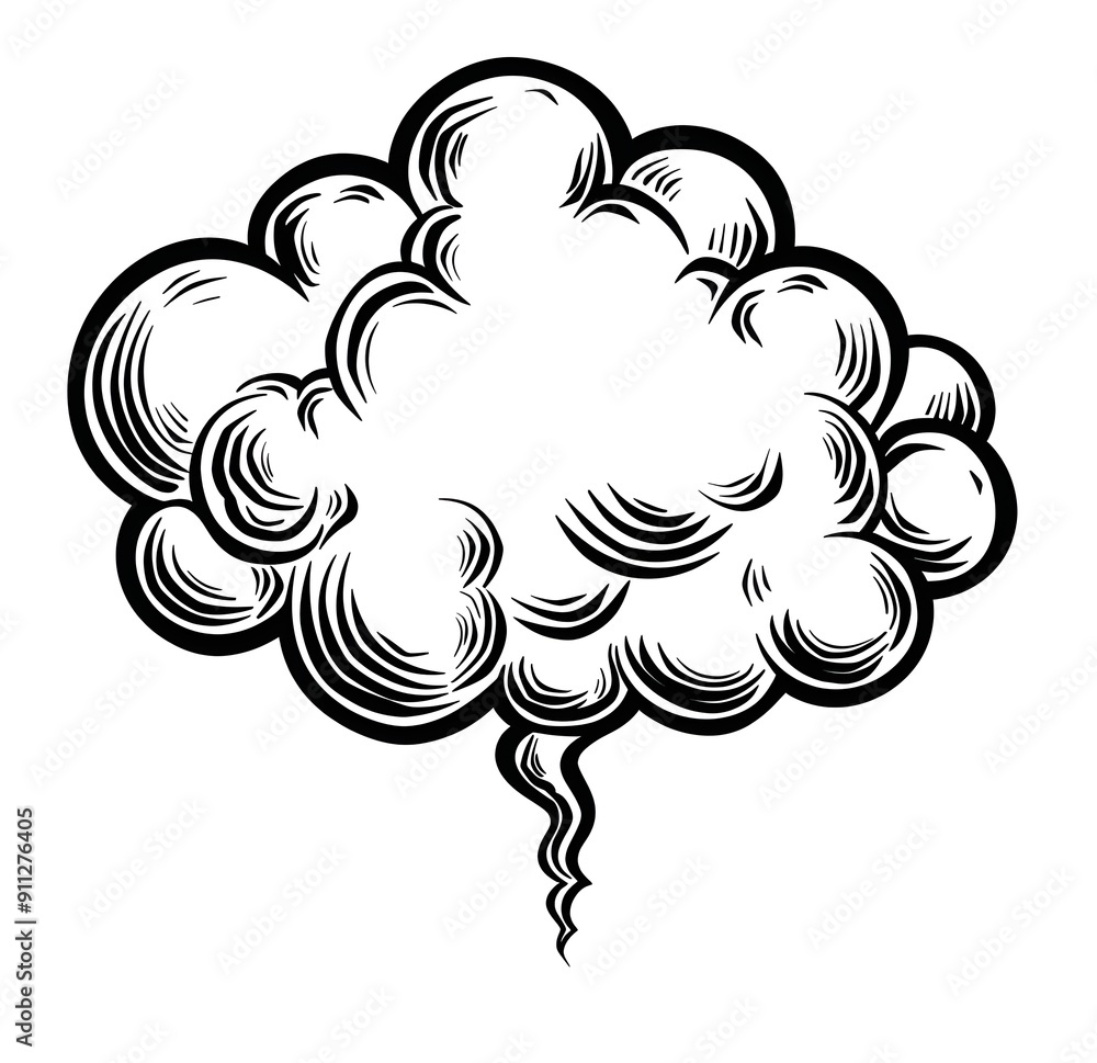 thought bubble, simple vector line art, clipart isolated on white ...