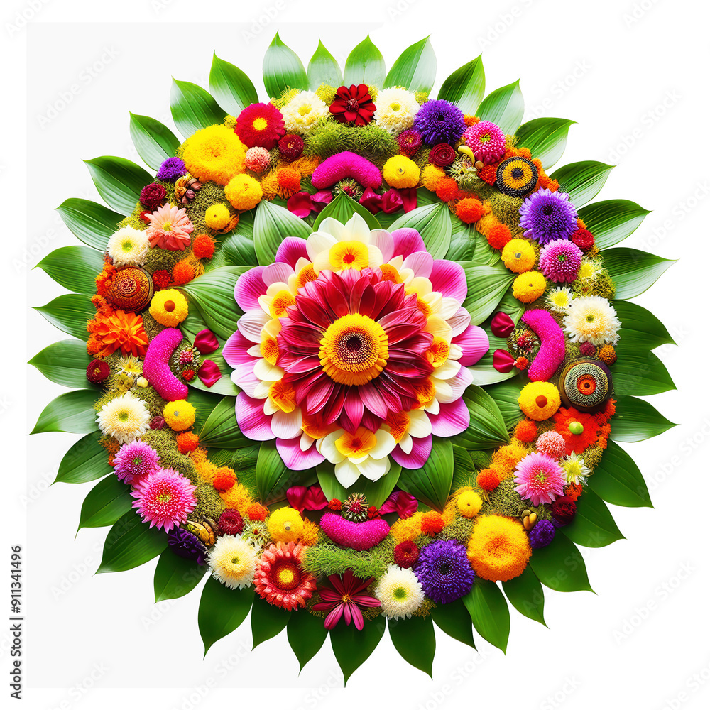 Onam pookkalam, Kerala Onam pookkalam isolated on transparent ...