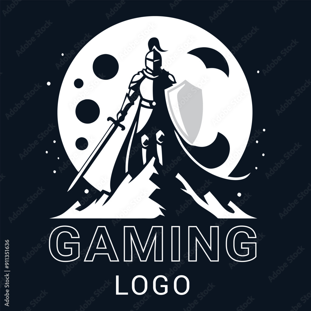 Gaming Logo , Knight Male Warrior Silhouette vector design Stock Vector ...