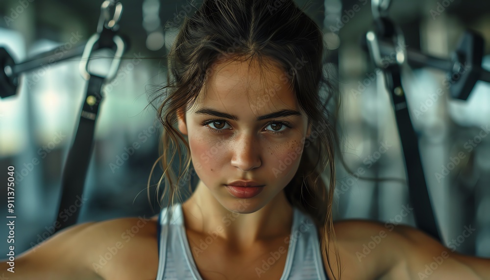 Highquality 8K realistic photography of beautiful woman at gym ...