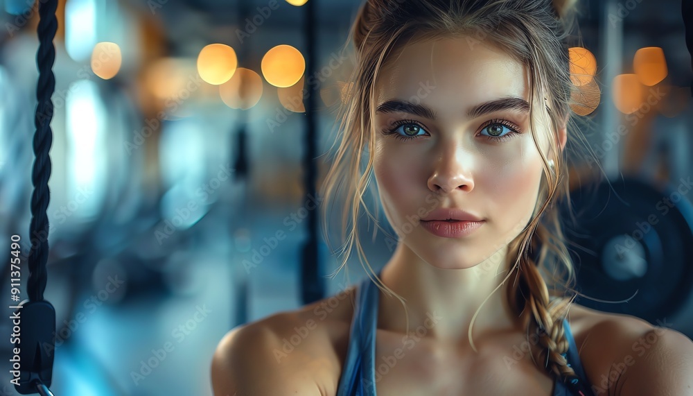 Highquality 8K realistic photography of beautiful woman at gym ...