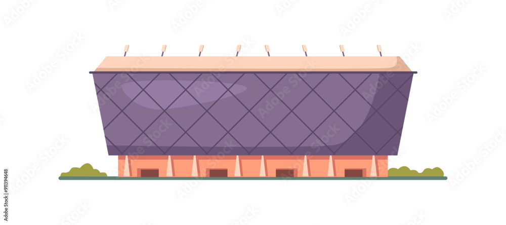 Sport stadium front view of flat cartoon arena, football field or ...