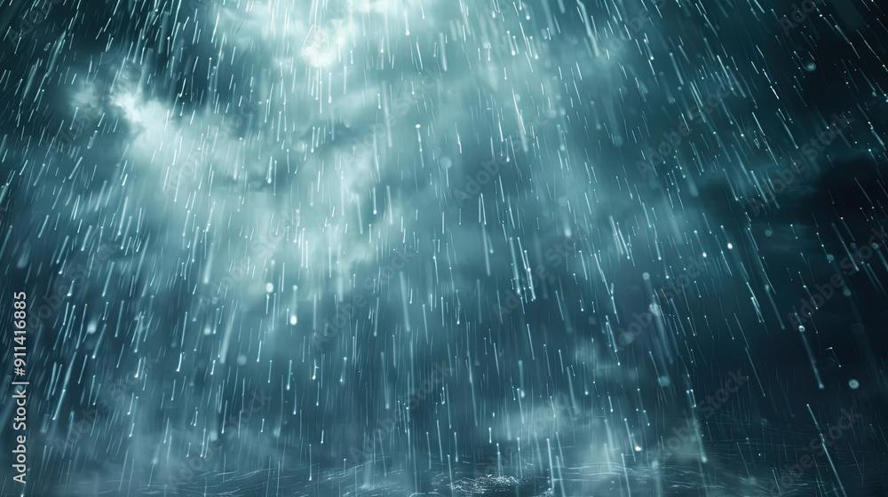 Rainstorm weather, strong storm accompanied by lightning and thunder ...