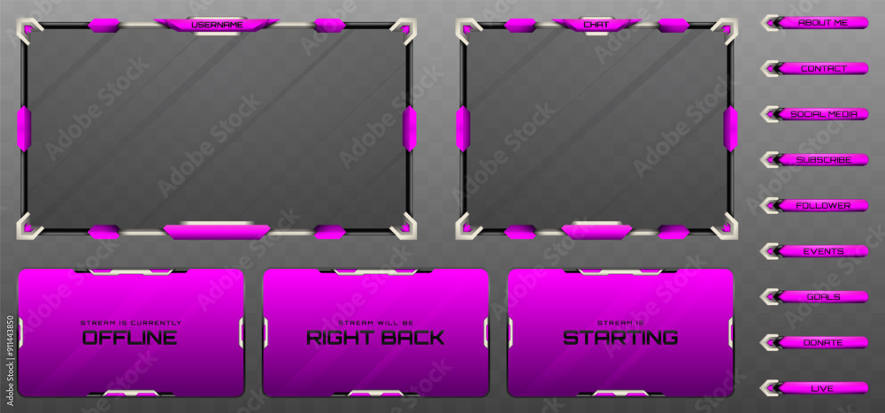 Stream Overlay Webcam Screen Frame and Stream Alert GUI Panels in ...