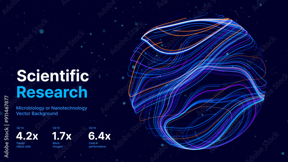 Abstract Science Cell Scientific Medical Research Background. Blue 3D ...