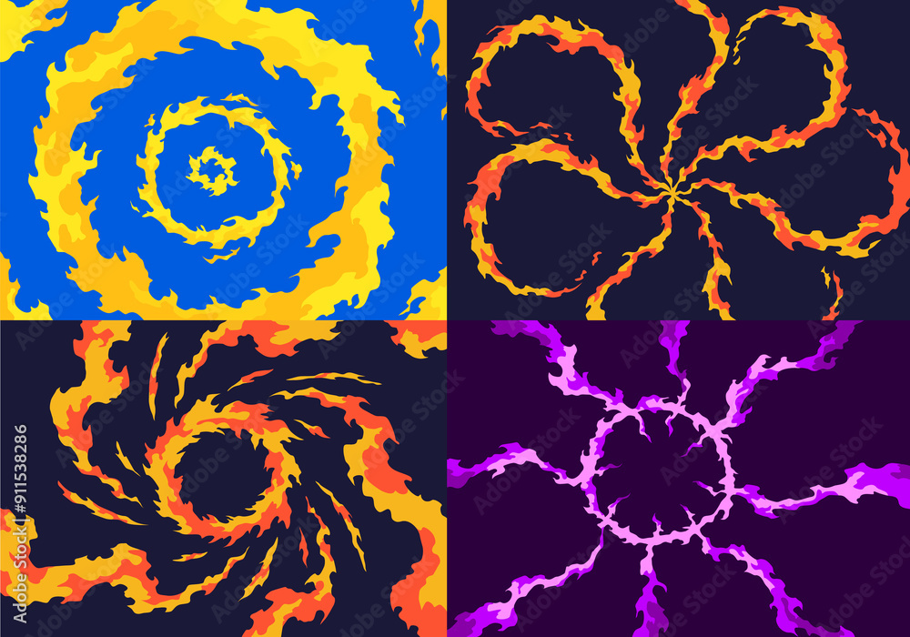 Comic book flames backgrounds. Cartoon explosion elements. Boom cloud ...