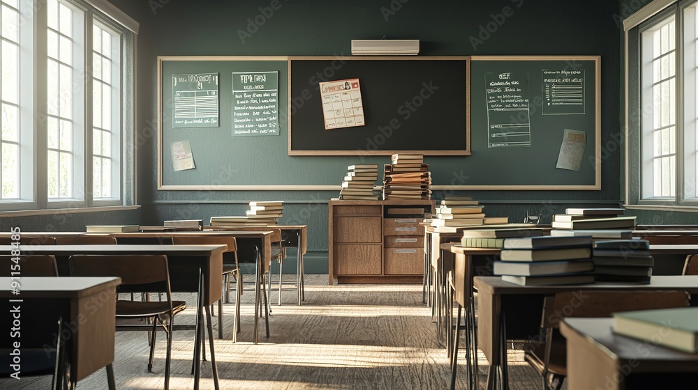 Hyper-realistic 3D rendering of a back-to-school concept highlighting a ...