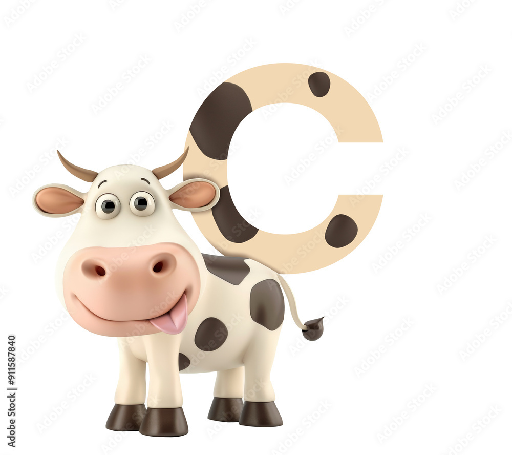 Alphabet letter C for cute cow on transparent png background. Clip art ...