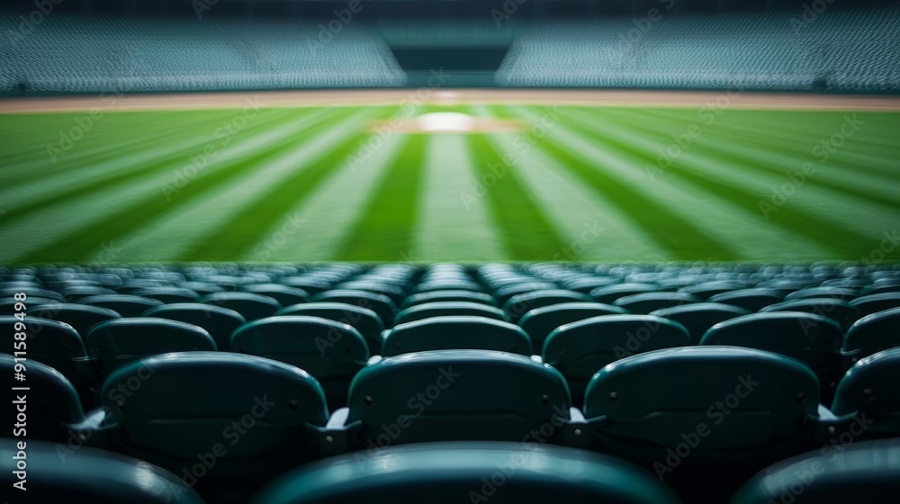 Professional baseball stadium with a well-kept field and empty stands ...
