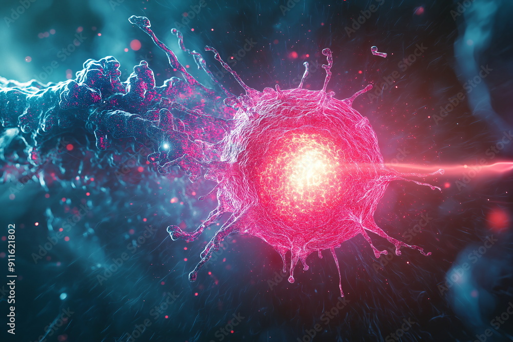 Explosive energy sphere in vivid pink and teal for Y3K aesthetic tech ...