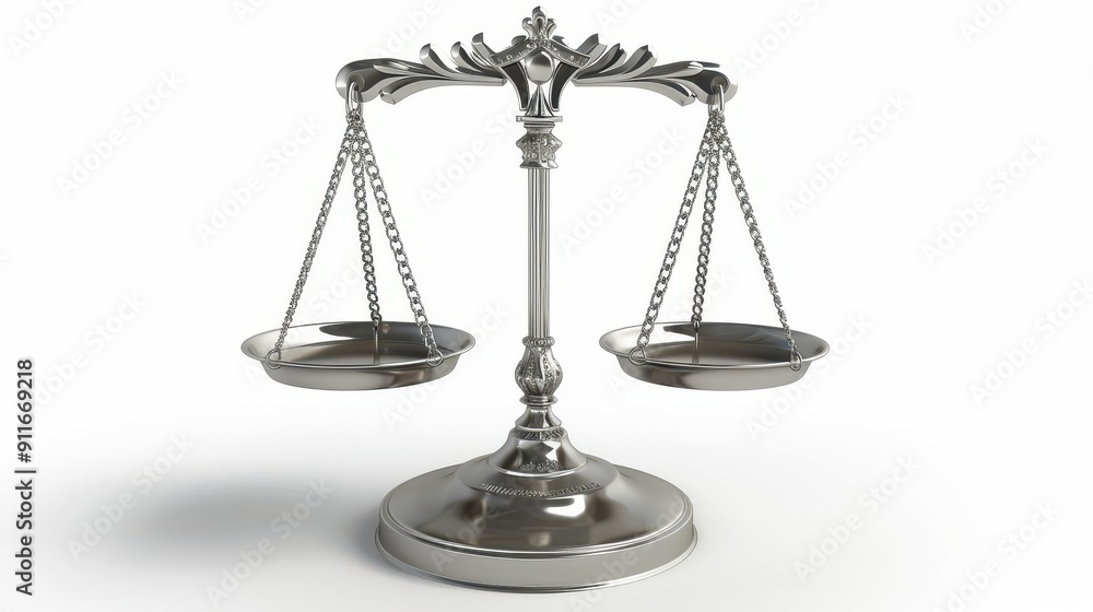 iconic scales of justice in polished metal perfectly balanced on a ...