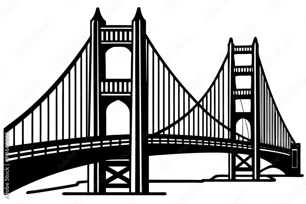 Golden gate bridge silhouette. bridge vector silhouette illustration ...