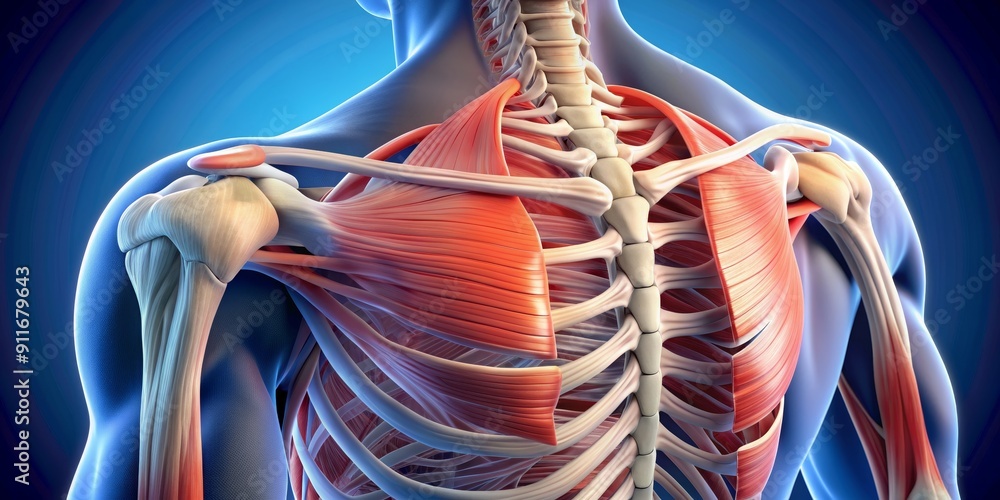 Foto de Stock Anatomical Illustration of the Trapezius Muscle, 3D ...