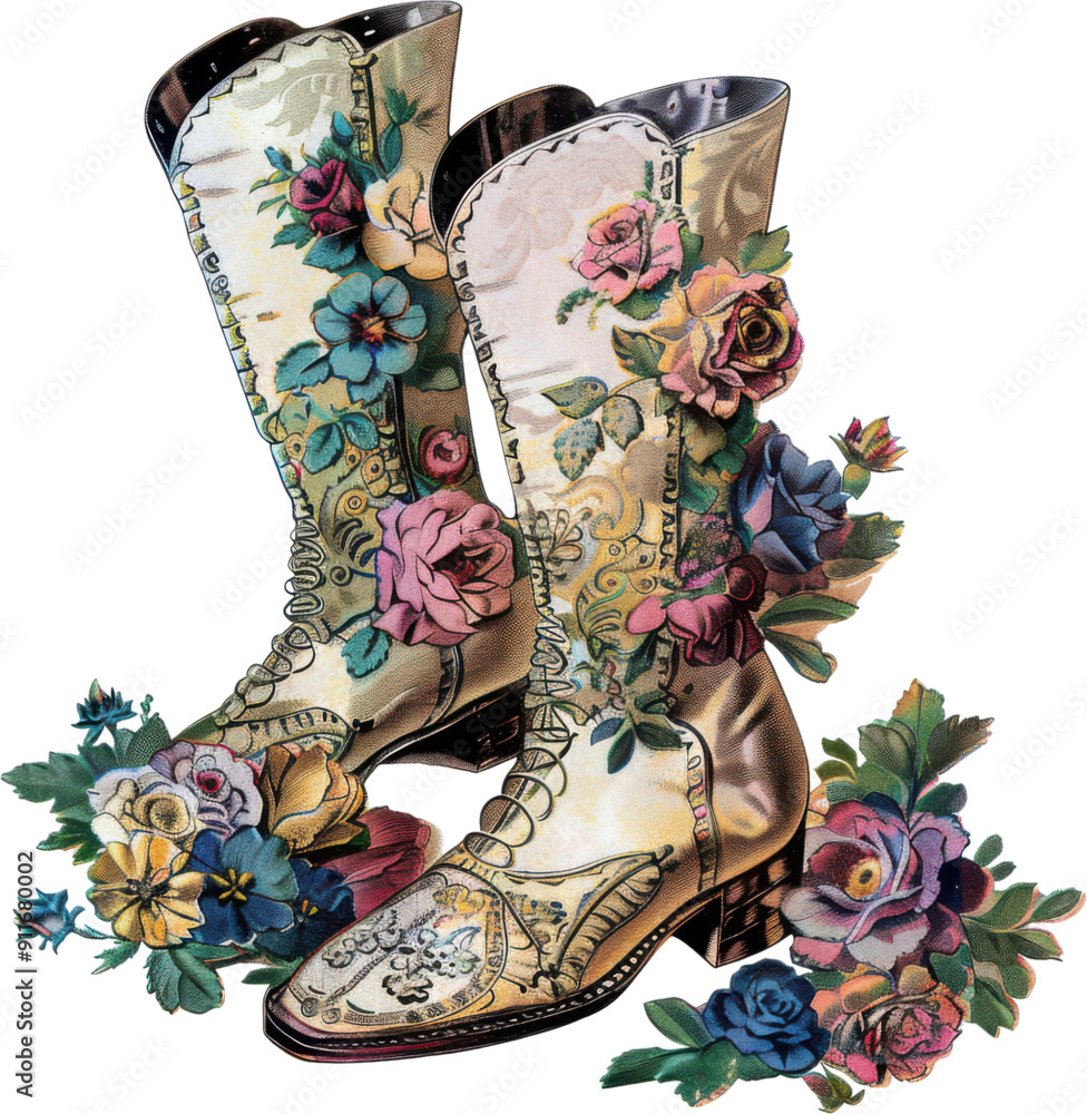 Watercolor Cowboy Boots Clipart isolated on white background Stock ...