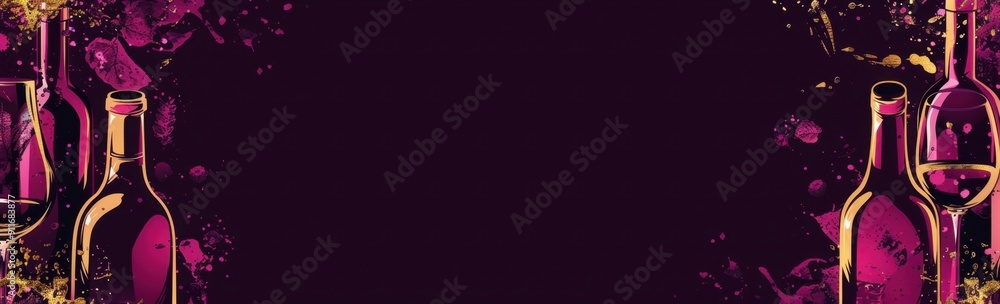 Wine background with shapes of wine glasses and bottles, illustration ...
