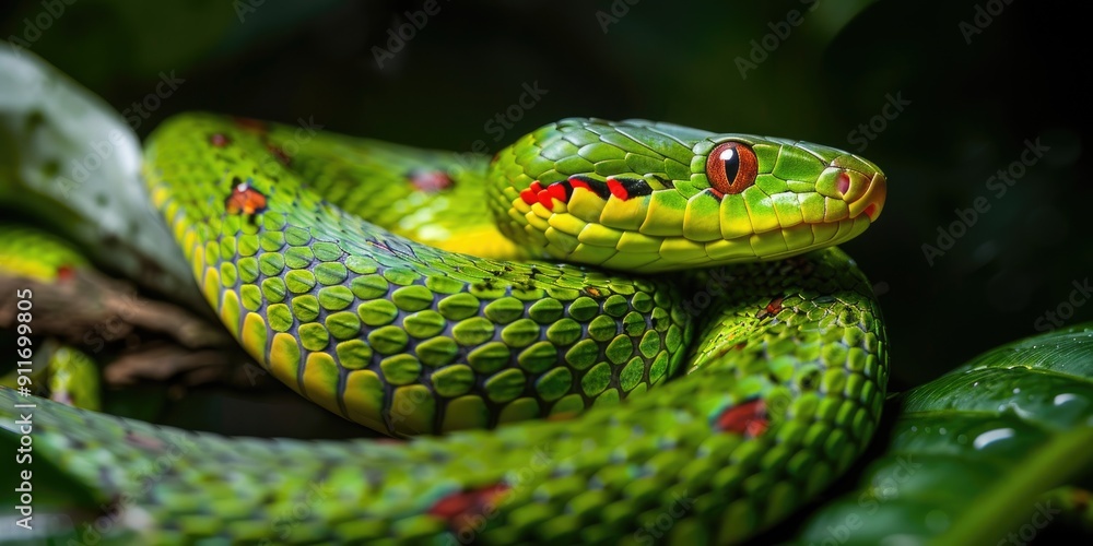 Red tailed Green Ratsnake Gonyosoma oxycephalum also known as the ...