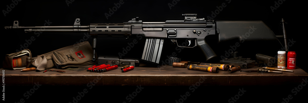 Detailed Overview of a Semi-Automatic FN FAL Rifle with its Components ...