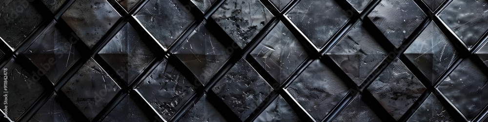 black grunge dark diamond pattern background banner, black metal ...