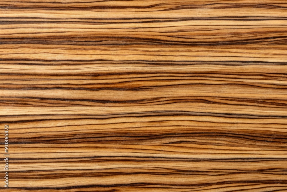 Vibrant zebrawood veneer sheet with striking dark brown and light brown ...