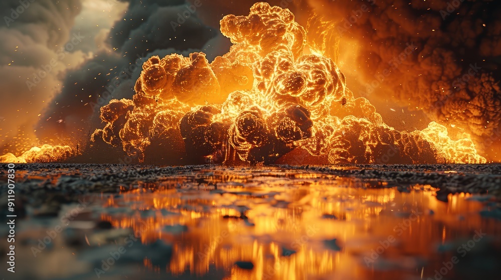 Oil well blowout, pipe gushing, eruption, showing the texture and ...