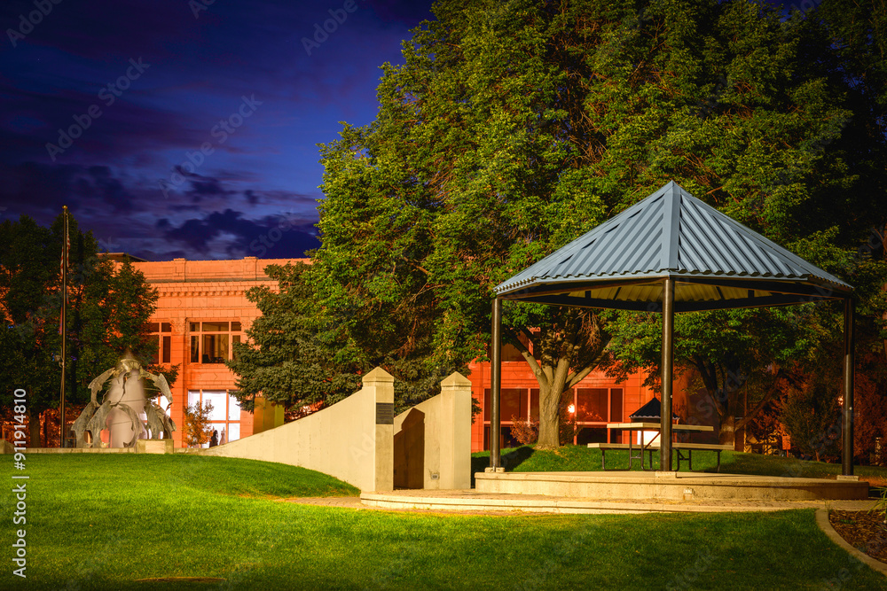 Lookout Point Park at Night in the Historic Downtown Pocatello, Gate ...