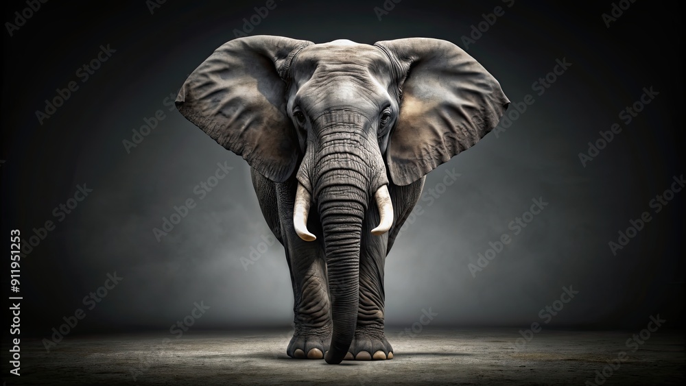 Front view of a black and gray elephant , elephant, front view,black ...