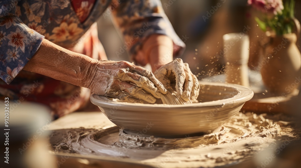 Clay artistry: pottery, practice of molding clay into various forms ...