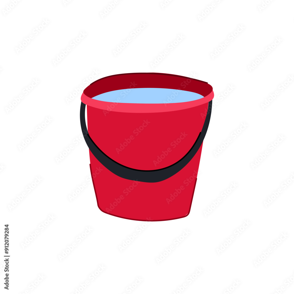 container bucket water cartoon. blue metal, clean full, color pot ...