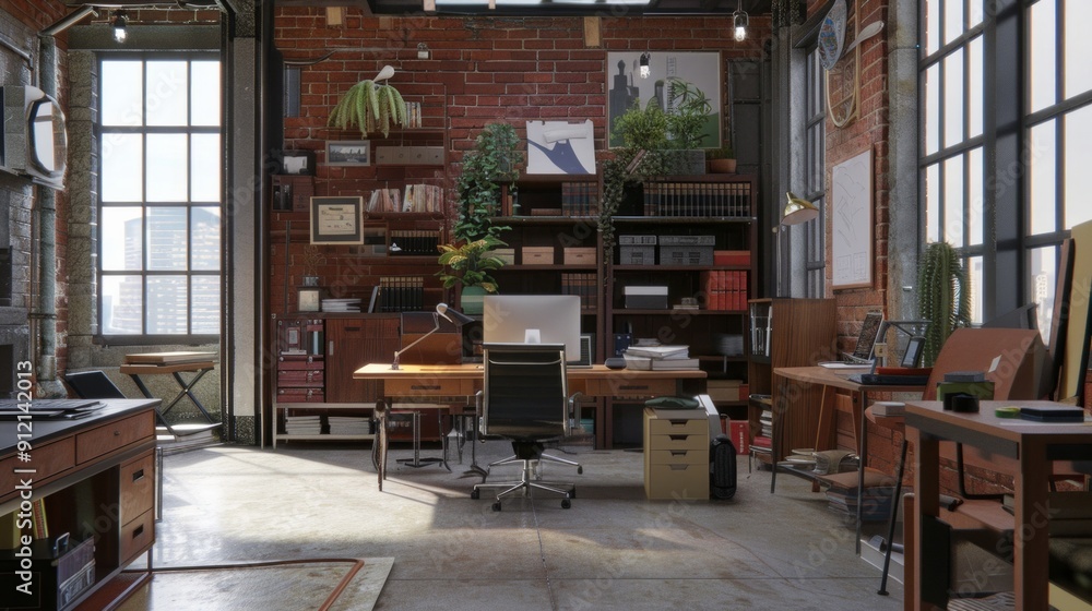 a zoom video compatible virtual background of a gentrified industrial ...