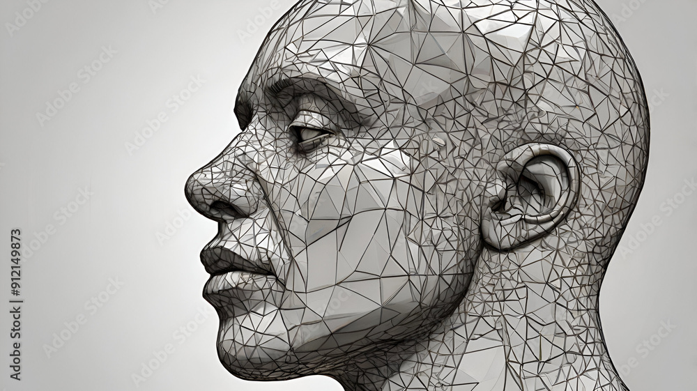 This image is a human face created with geometric shapes, also known as ...