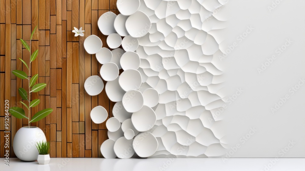 Modern White 3D Wall Panel Design Stock Illustration | Adobe Stock