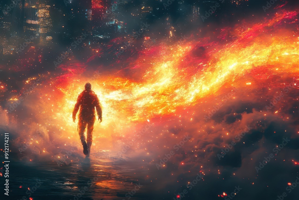 futuristic anime hero unleashing spectacular energy blast vibrant ...
