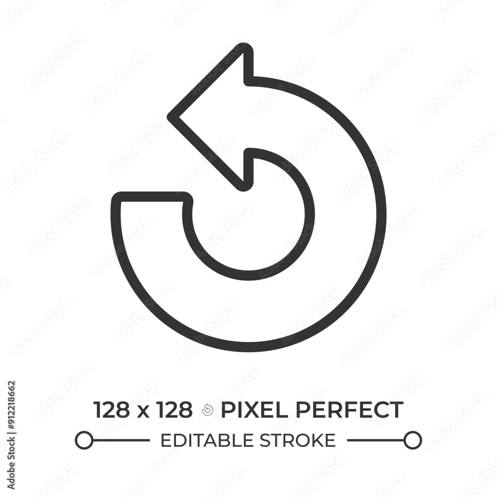 Counter clockwise arrow linear icon. Representing reversal, undo ...
